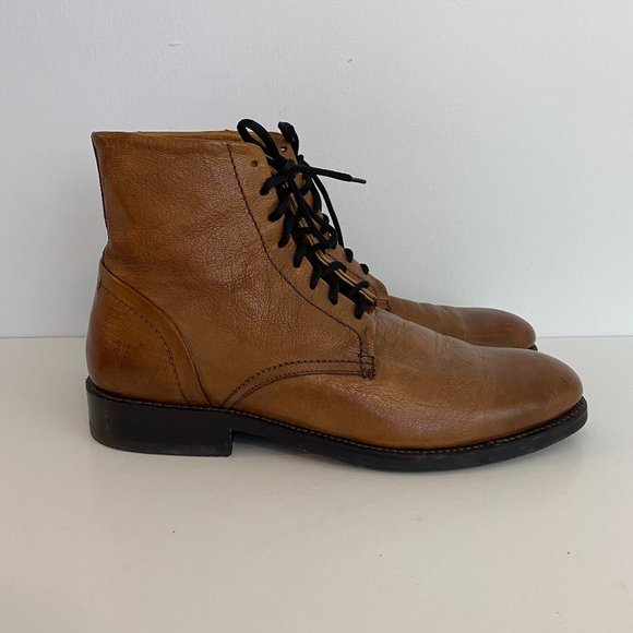 Frye | Shoes | Frye Corey Lace Up Boots Mens 95 Cognac Brown Leather ...